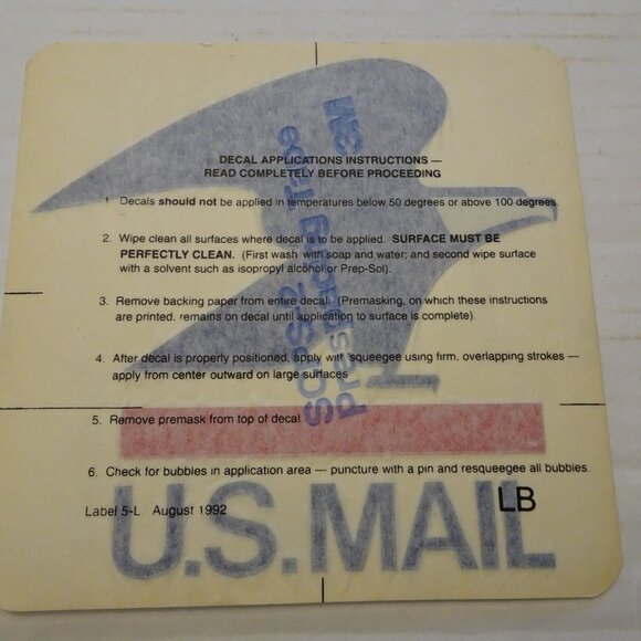 USPS | Other | Usps Mail Vehicle Truck Decal Vintage Label 5l August ...